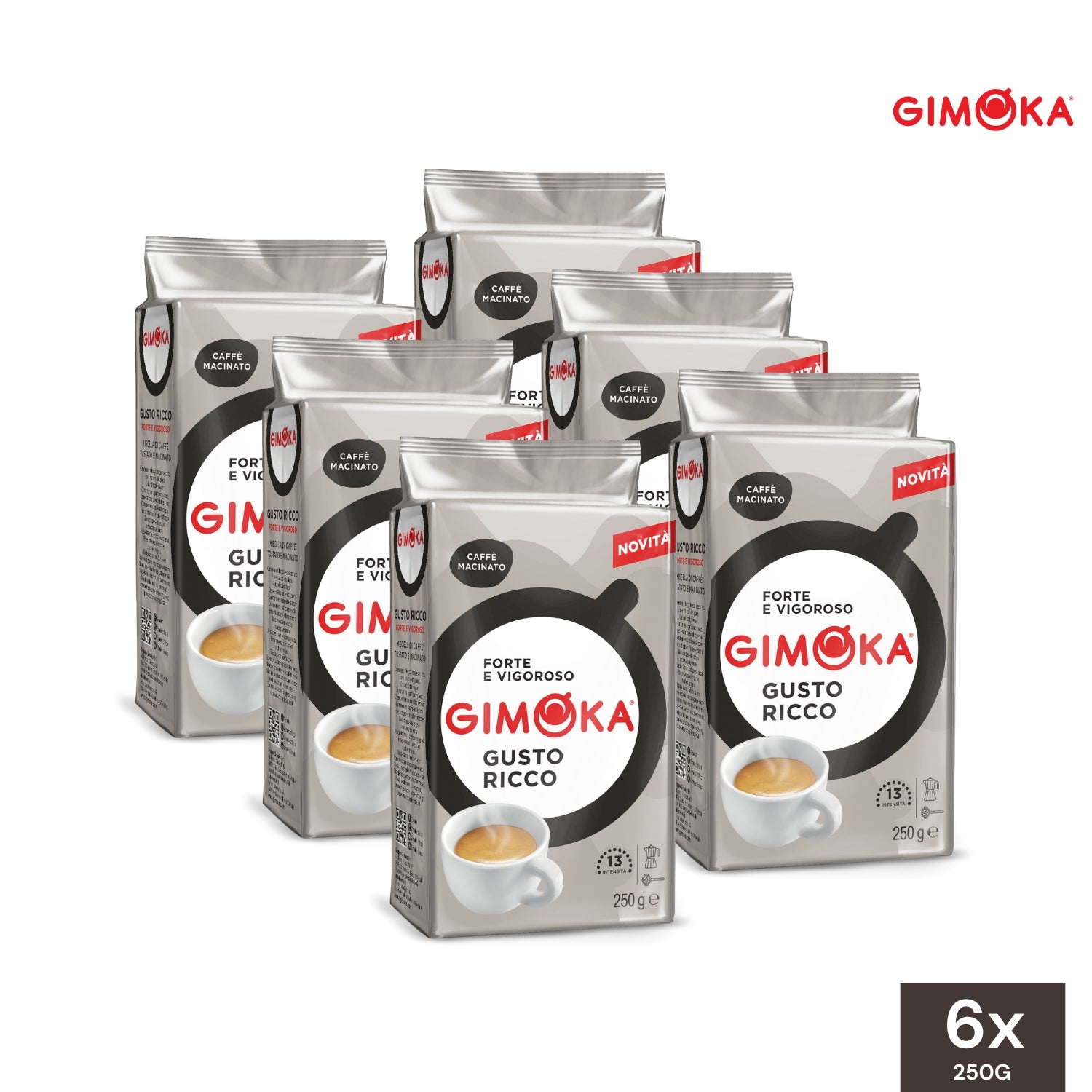 Gimoka Gusto Ricco Fine Ground Coffee 250g - Wholesale (6 Packs) I ...