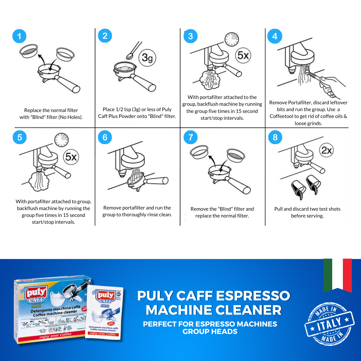 Puly Caff Plus Espresso Machine Cleaner Powder for Coffee Machines 20g ...